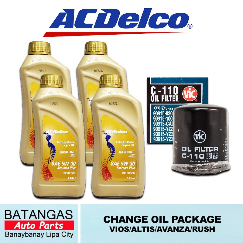 ACDELCO CHANGE OIL PACKAGE TOYOTA VIOS/ALTIS/AVANZA/RUSH 5W-30 4LITERS ...