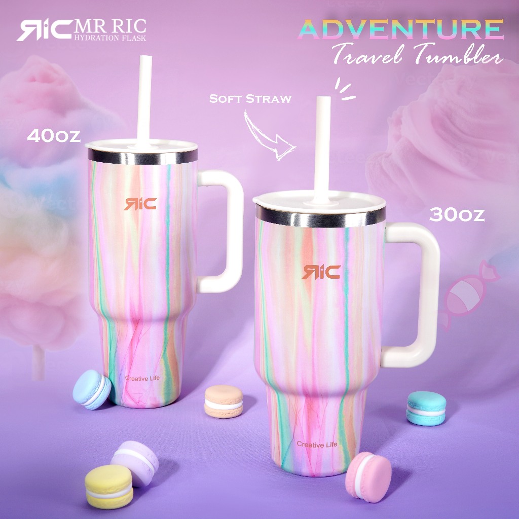 Mr Ric Adventure Travel Tumbler with Handle and Silicone Straw ...