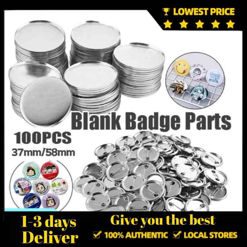 100Pcs 37/58mmplasticback DIY Badge Button Pins Blank Raw Material pins ...