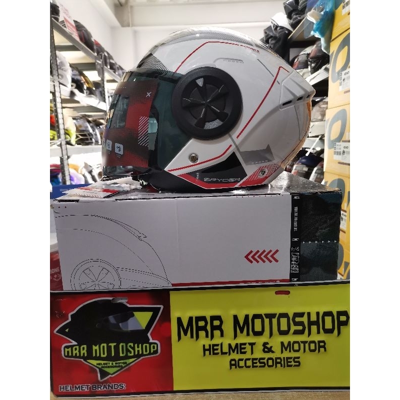 spyder Reboot2 lucid gloosy white red halface helmet | Shopee Philippines