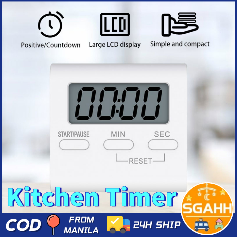 White Lcd Digital Kitchen Cooking Timer Loud Alarm Magnetic Backing ...