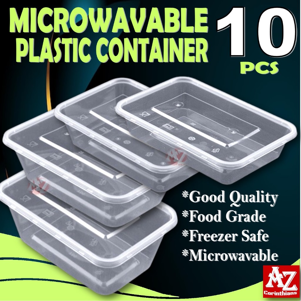 10pcs Clear Plastic Microwavable Food Container Tray Set - 10 Pack ...