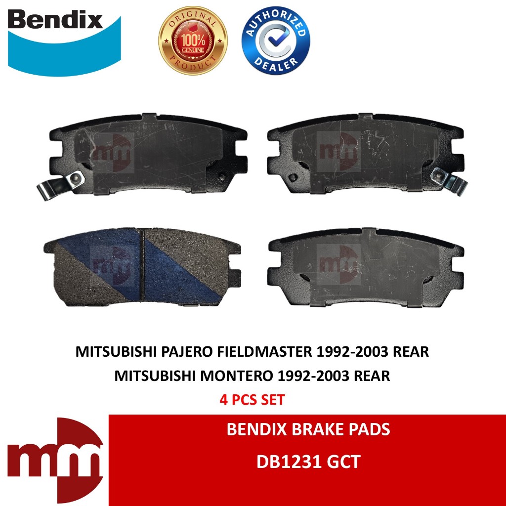 BENDIX GCT BRAKE PADS for MITSUBISHI PAJERO FIELDMASTER 1992-2003 / MONTERO 1992-2003 REAR (4PCS ...