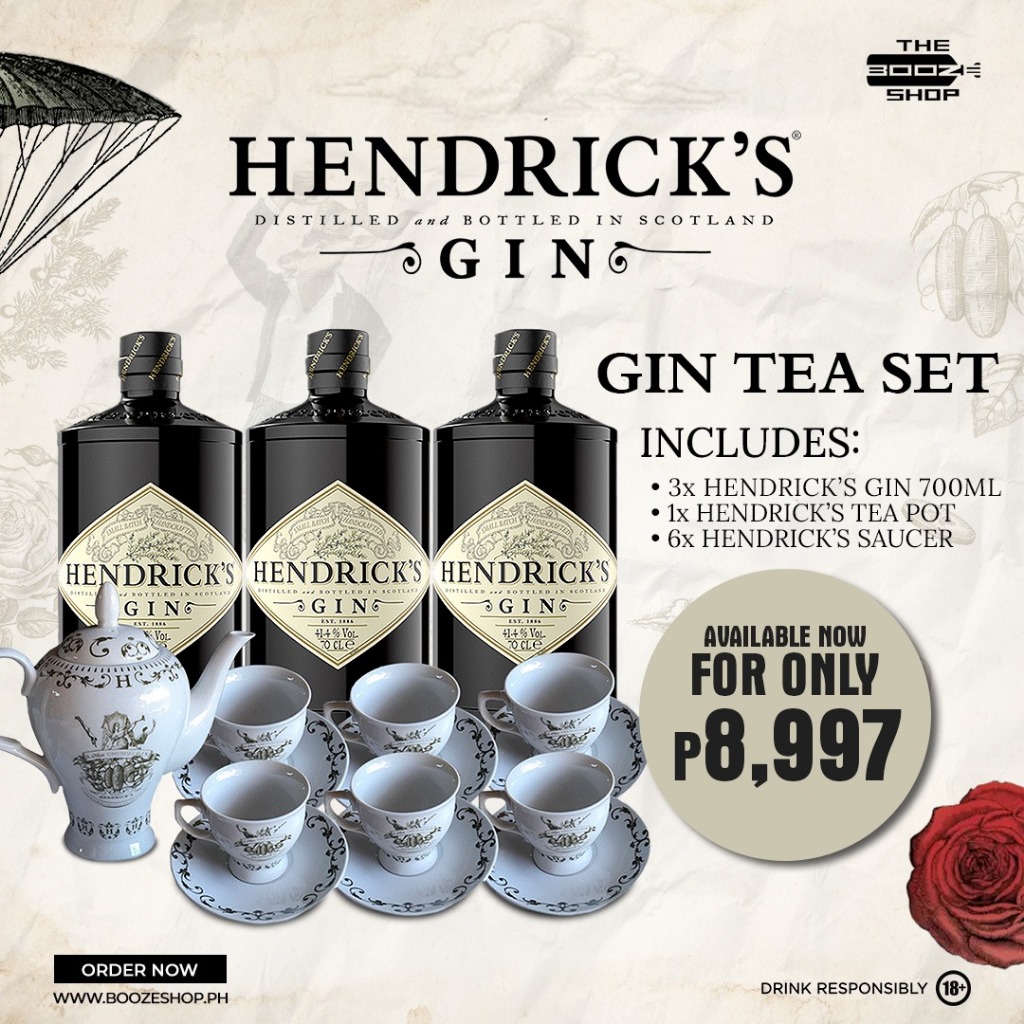 HendrickS Gin Tea Set (Total 3x Hendrick's Gin 700ml, 1x Tea Pot, 6x ...