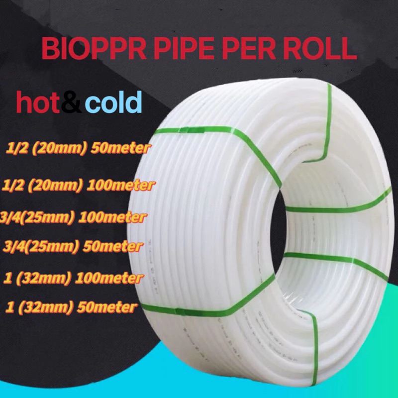 PPR PIPE 100/50 meters per roll 1/2 3/4 1 pn20 hot and cold water pipe ...