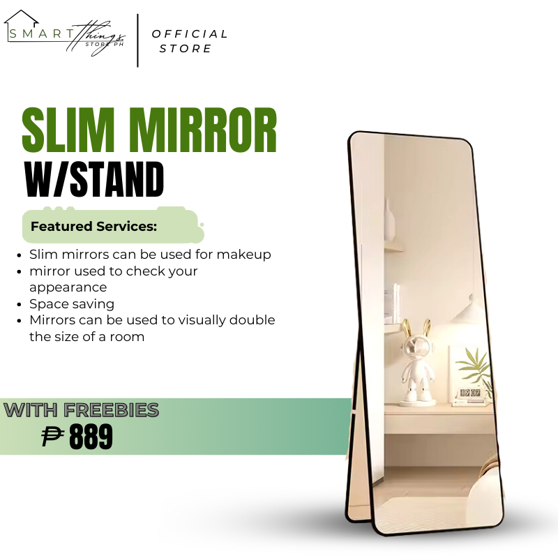 Shatterproof Mirror HD Wall Mirror with Stand Mirror White Full-length ...