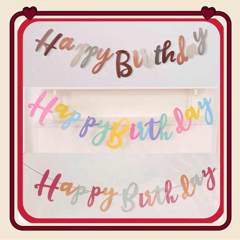 Happy Birthday cursive Letter Banner Aesthetic Color | Shopee Philippines