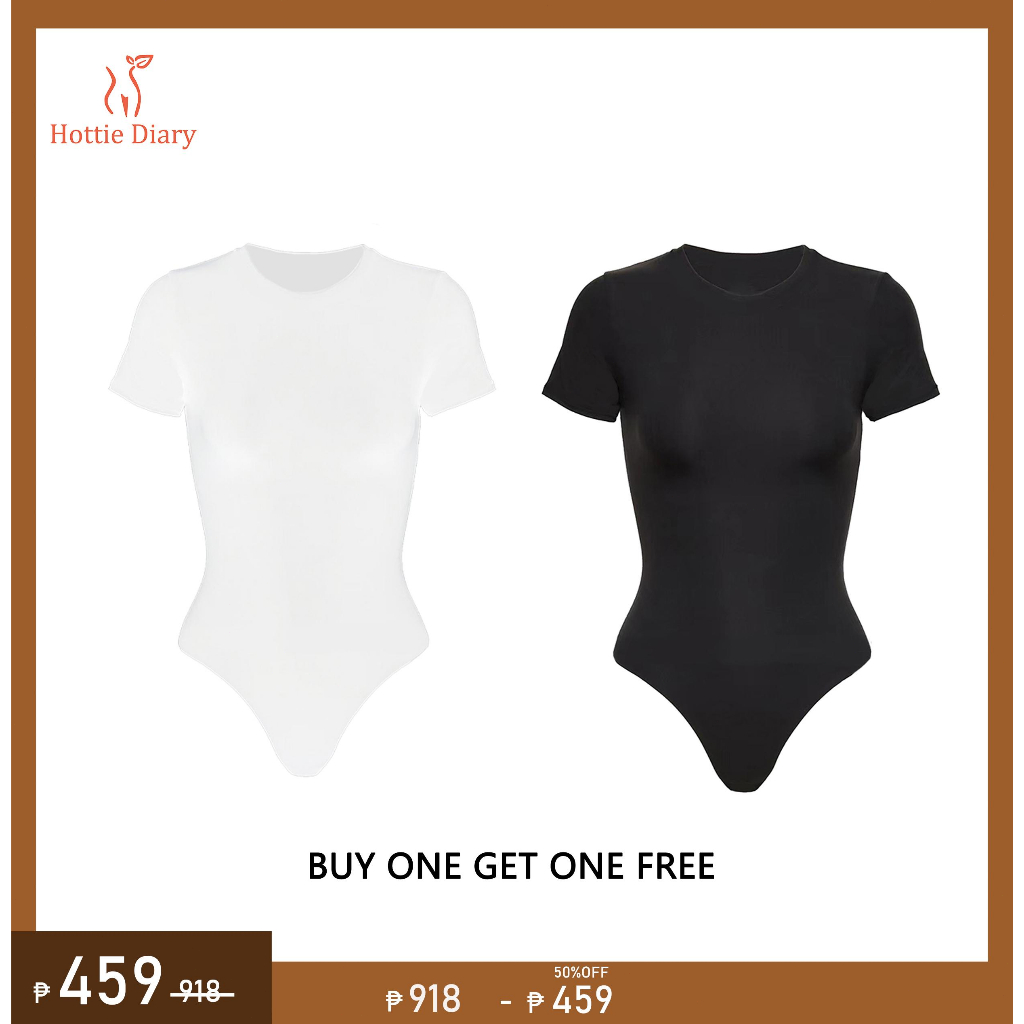 [Hottie Diary] Buy One Get One Free White+Black New women's round neck ...