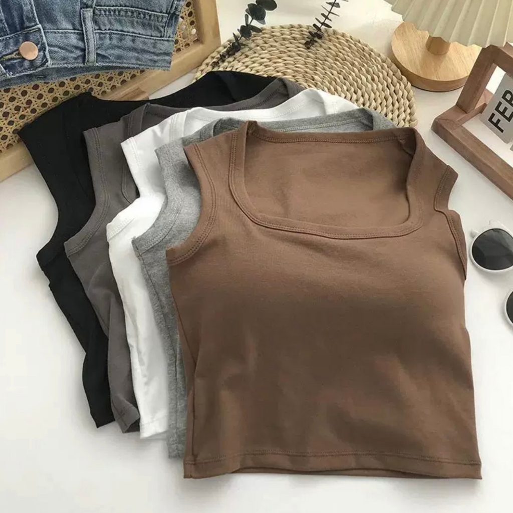 MOSO Cotton Square Neck Sexy Crop Top Sando With Padded Bralette WZ2442 ...