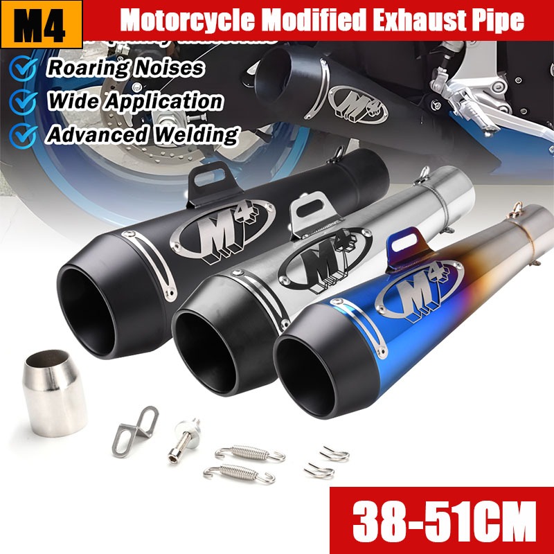 Exhaust Pipe 38-51mm Universal M4 Exhaust Pipe Motorcycle Muffler Pipe ...
