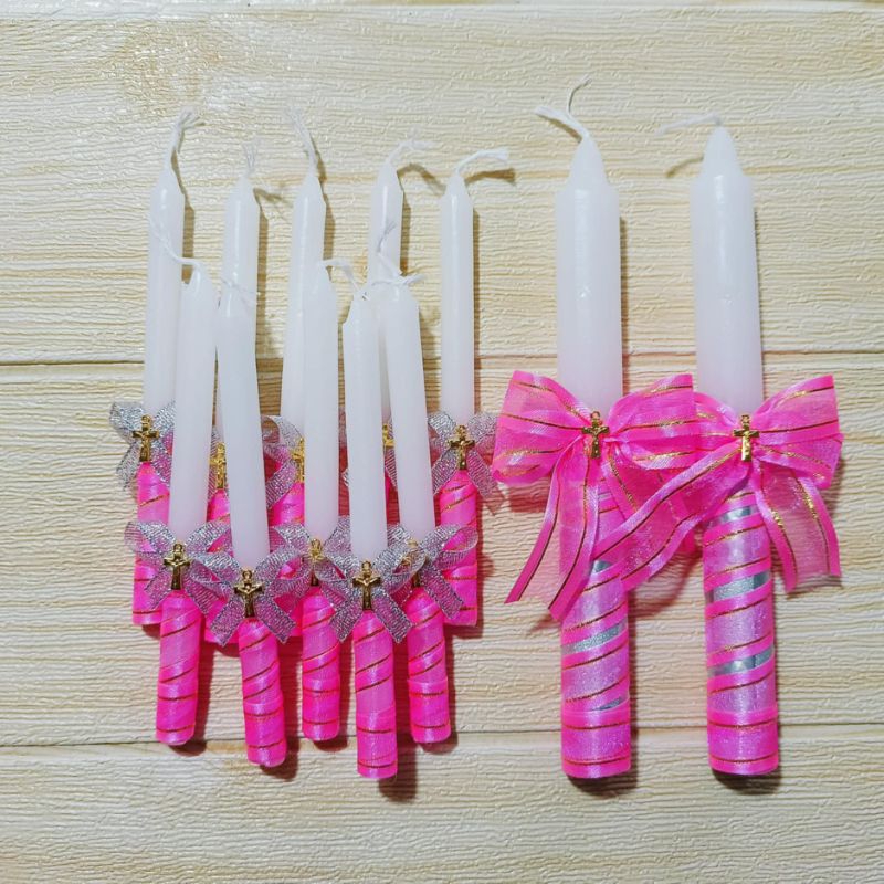Candle for Christening Debut Birthday Organza ribbon 5'5inches | Shopee ...