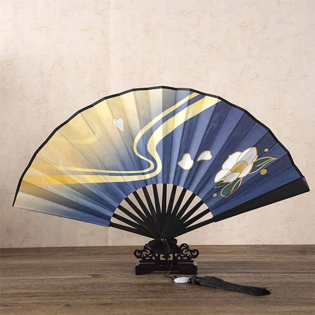Genshin Impact Kamisato Ayaka Cosplay Fan Cloth Folding Fan Summer ...