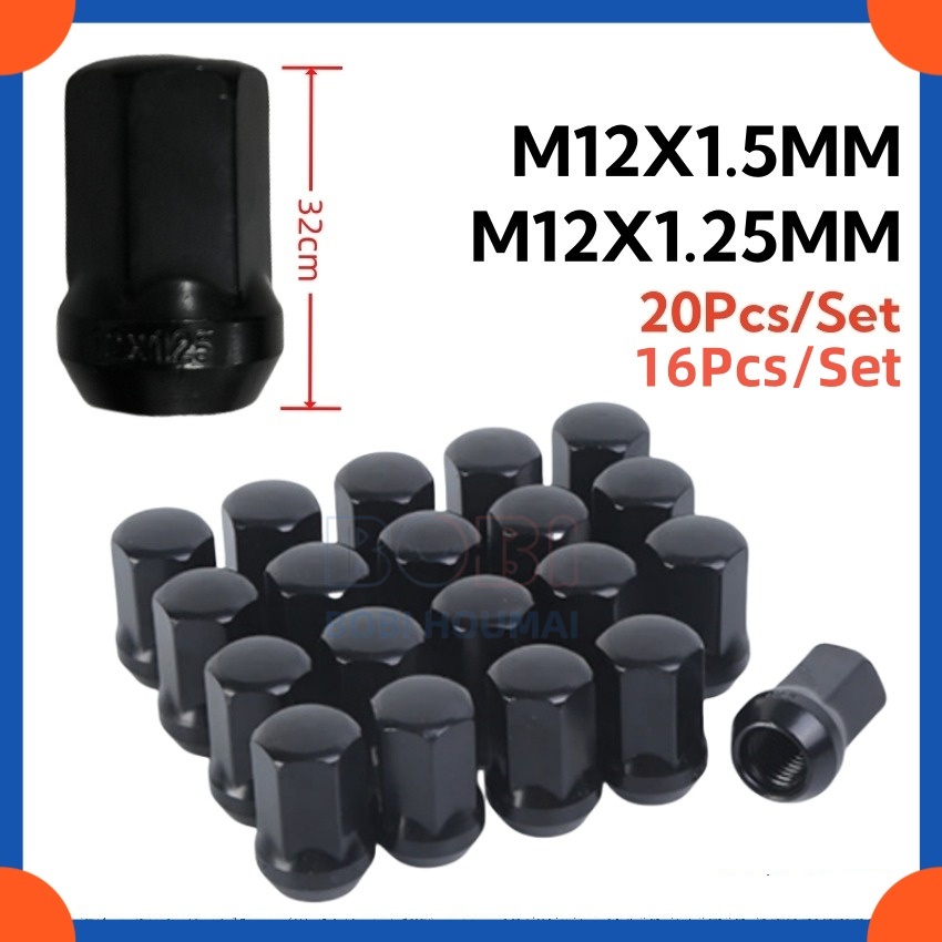 20Pcs/16Pcs Set Universal Car Lug Nuts M12x1.25 & M12x1.5 17mm Hex ...