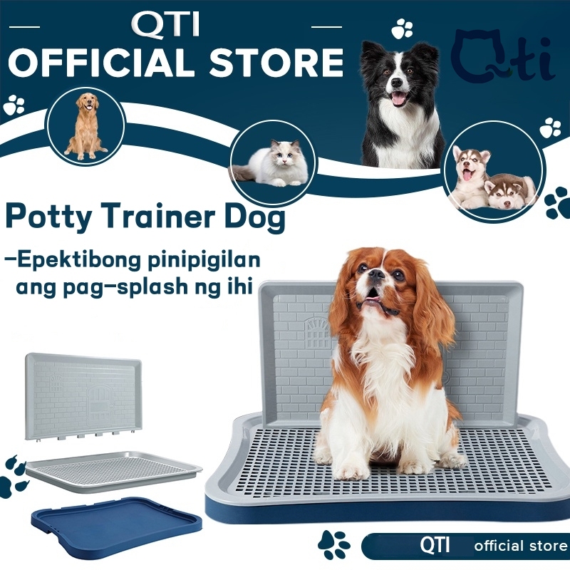 Qti Dog Training Potty Pad With Wall Anti-Splashing Pet Toilet Dog ...