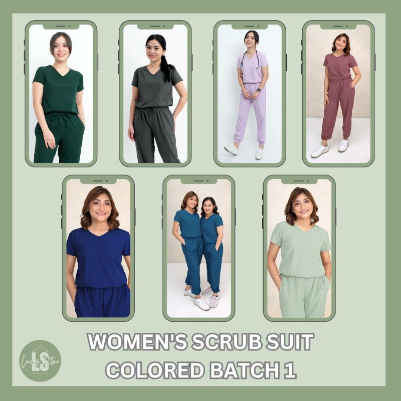 HTP Basics Women's Unifit Scrub Suit (Semi-fitted Top + Jogger Pants ...