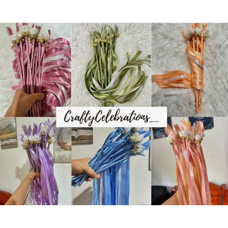 wedding wand with 2 bells and 3 satin ribbon strand | Shopee Philippines