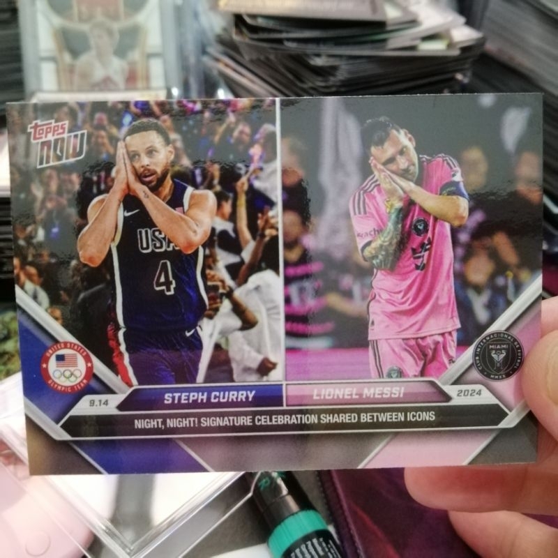 Topps NOW Stephen Curry Lionel Messi night Night Signature Celebration ...