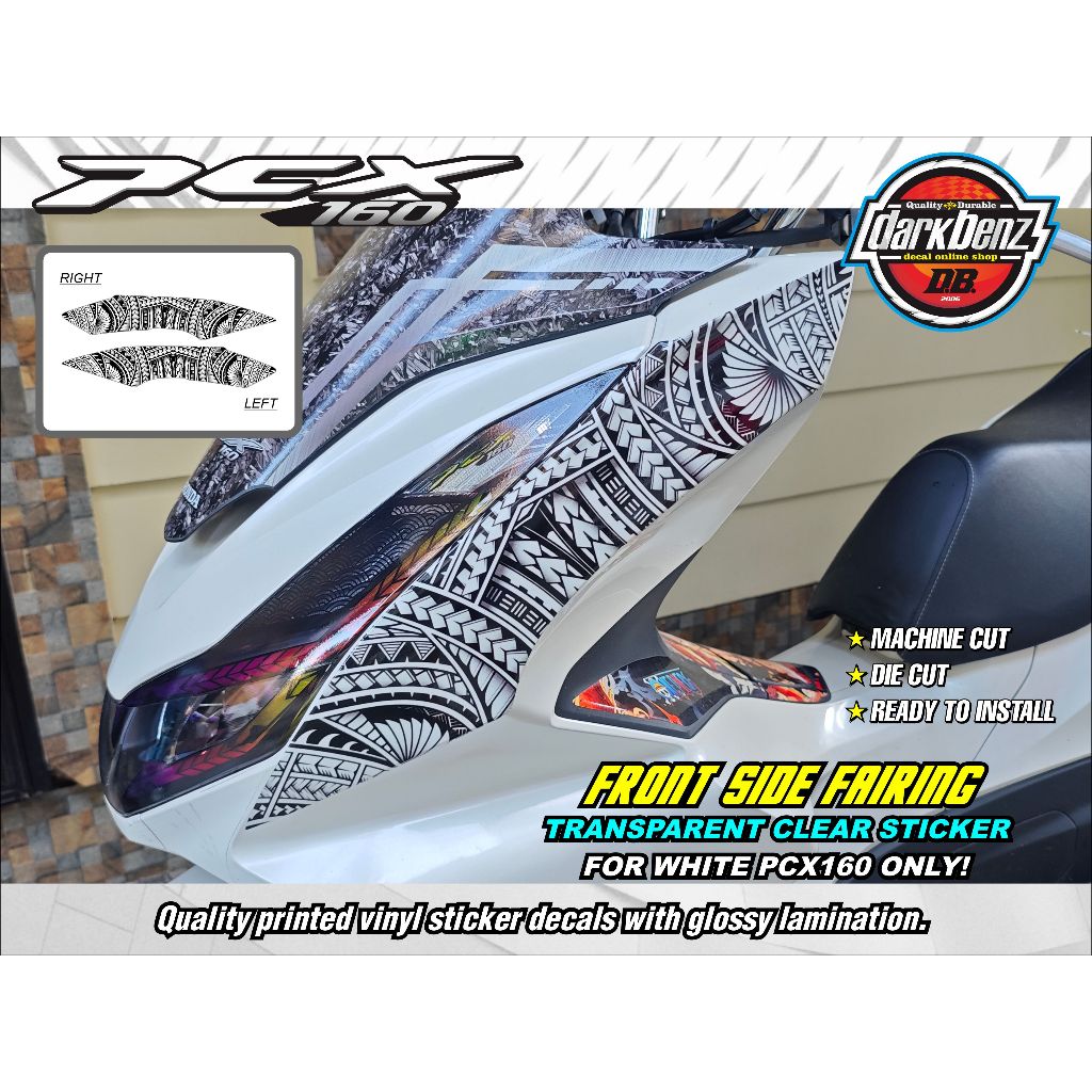 Honda PCX 160 Transparent Clear Printed Sticker Decals for White ...