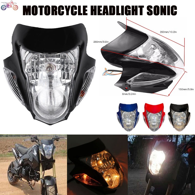 MOTORCYCLE HONDA SONIC/XRM HEADLIGHT BLACK/BLUE/RED | Shopee Philippines