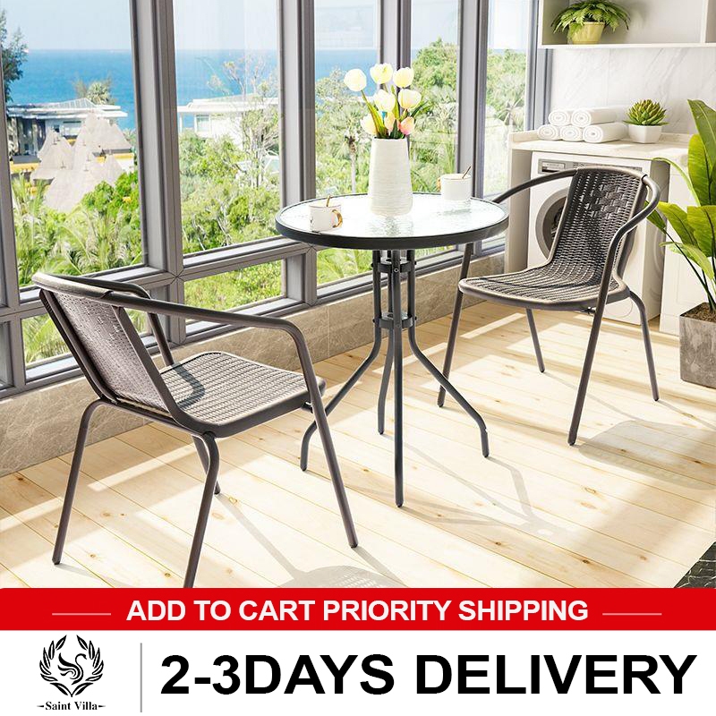 80CM Courtyard Woven Plastic Rattan Design Outdoor table Garden Set ...