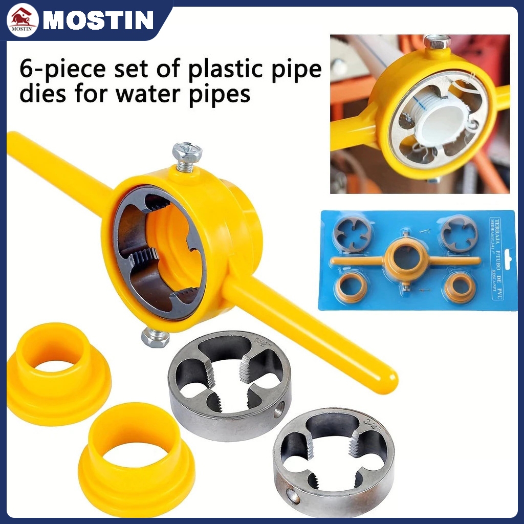 6-Pack Plastic Pipe Threading Wrench Set Plastic Pipe Thread Die Kit ...