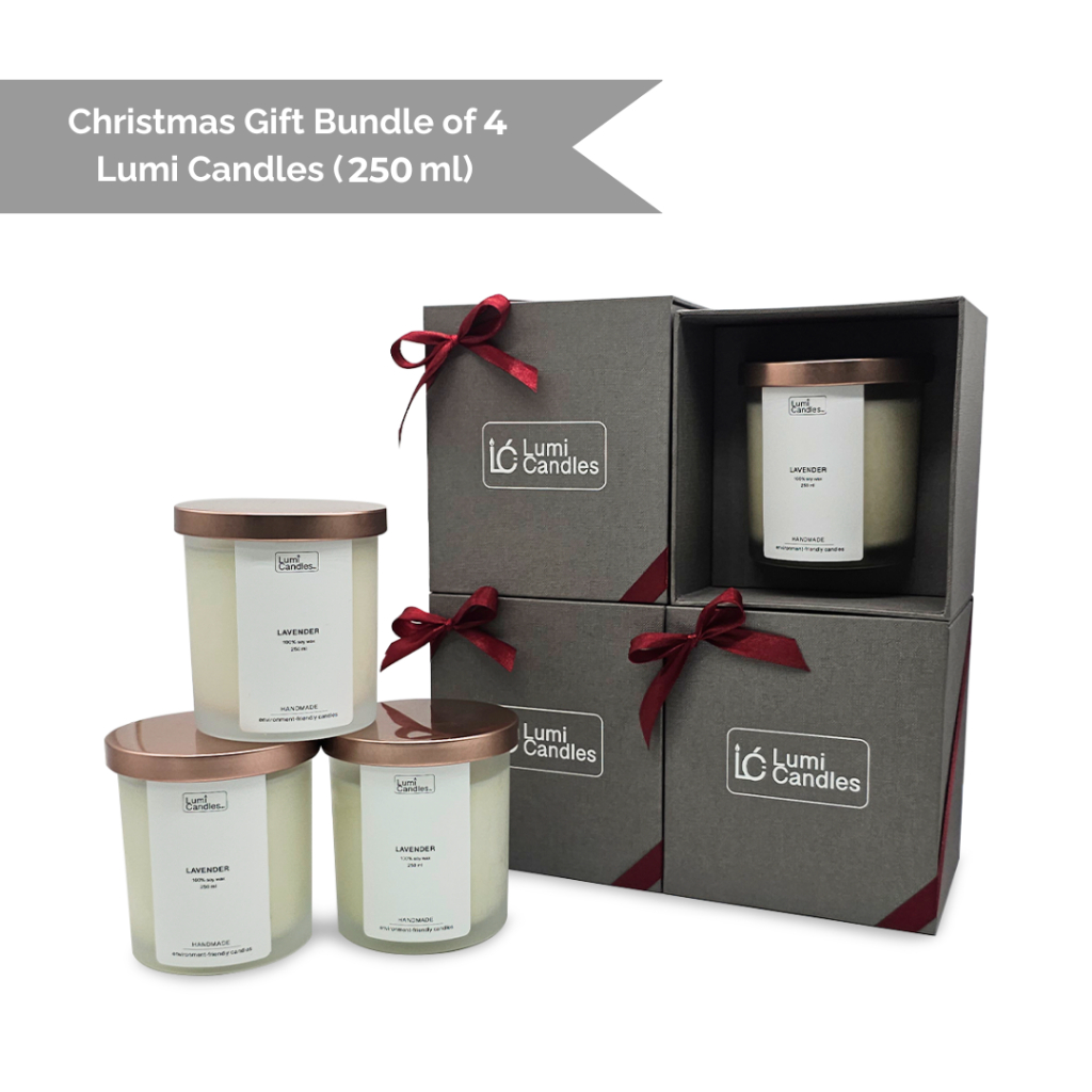 Gift Bundle of 4 - 250ml Scented Soy Candles in Individual Premium ...