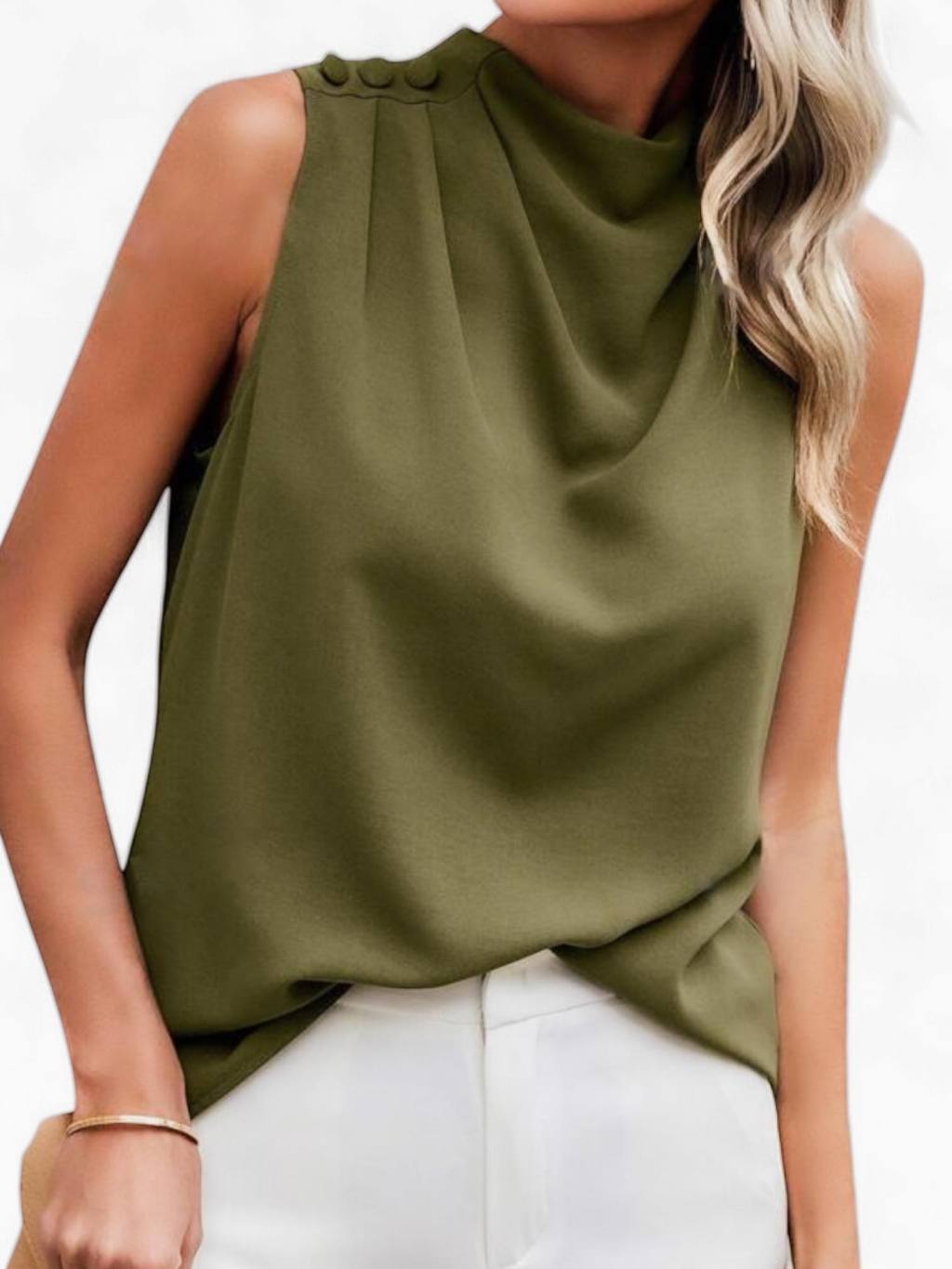 GBOSS Satin Soft Military Cowl Elegant Blouse Top | Shopee Philippines