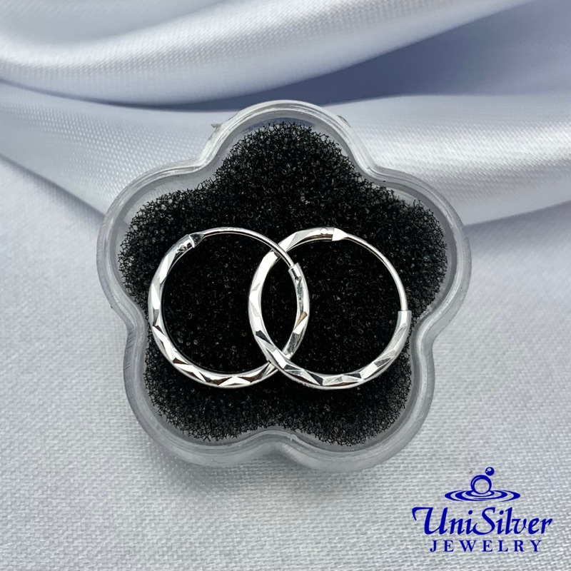 Unisilver 925 Sterling Silver 15mm Hoop Earring W/ Fine Cuttings (LE560 ...