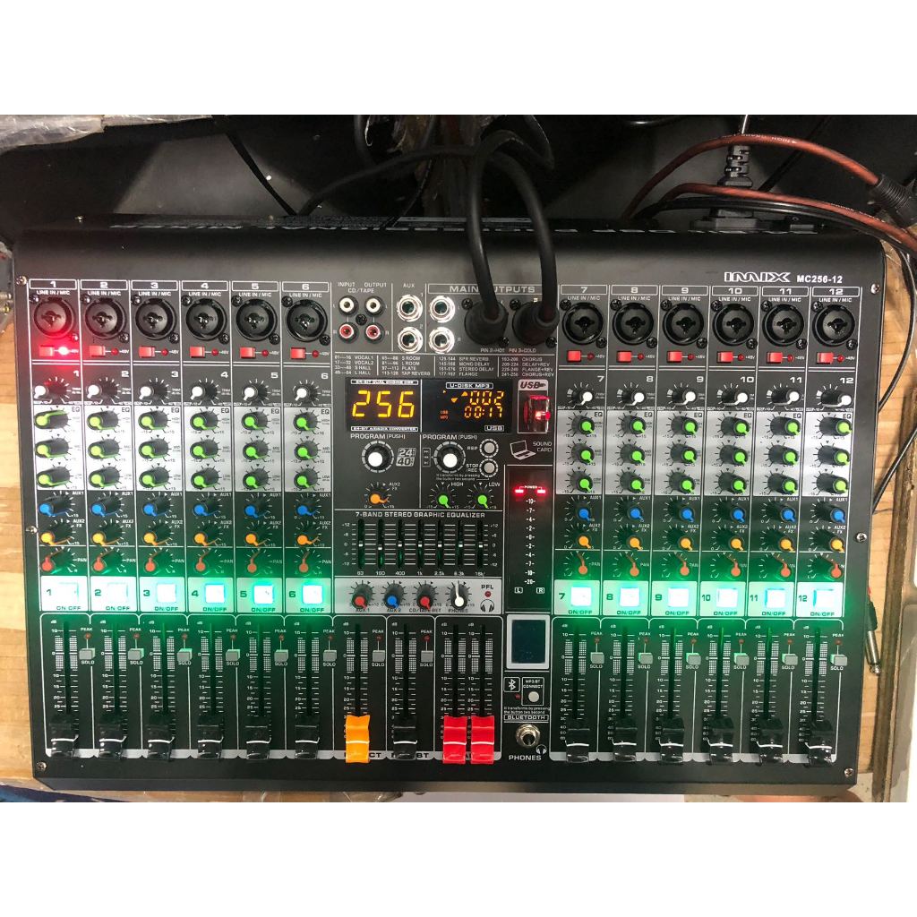 12 channel IMIX MC256-12 mixer with built-in 7 band equalizer 256 DSP ...