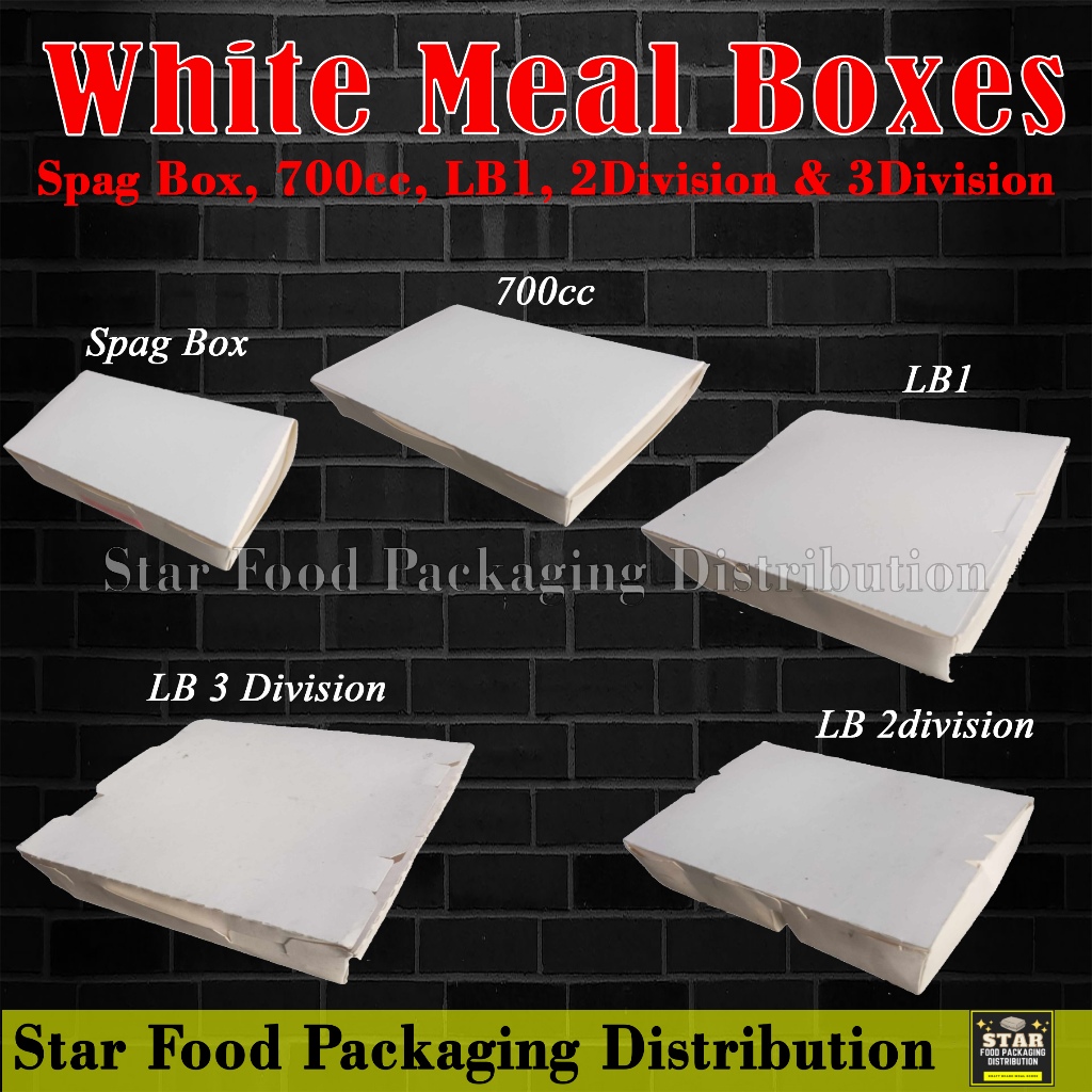 White 50pcs per pack White Meal Boxes Spag Box, 700cc, LB1, L2 & LB3 ...