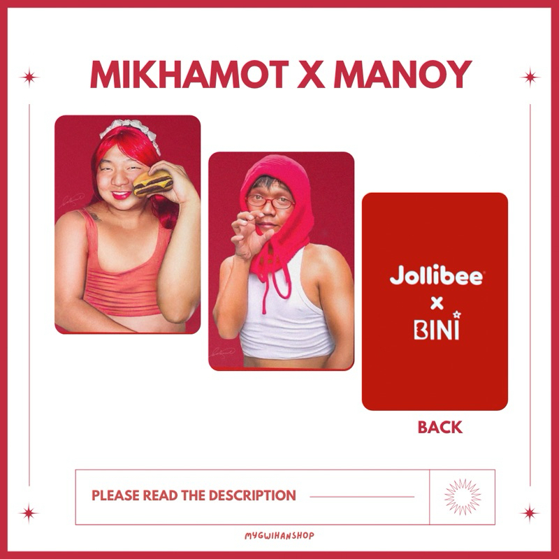 BINI MIKHAMOT MANOY ASSORTED UNOFFICIAL JOLLIBINI PHOTOCARD | Shopee Philippines