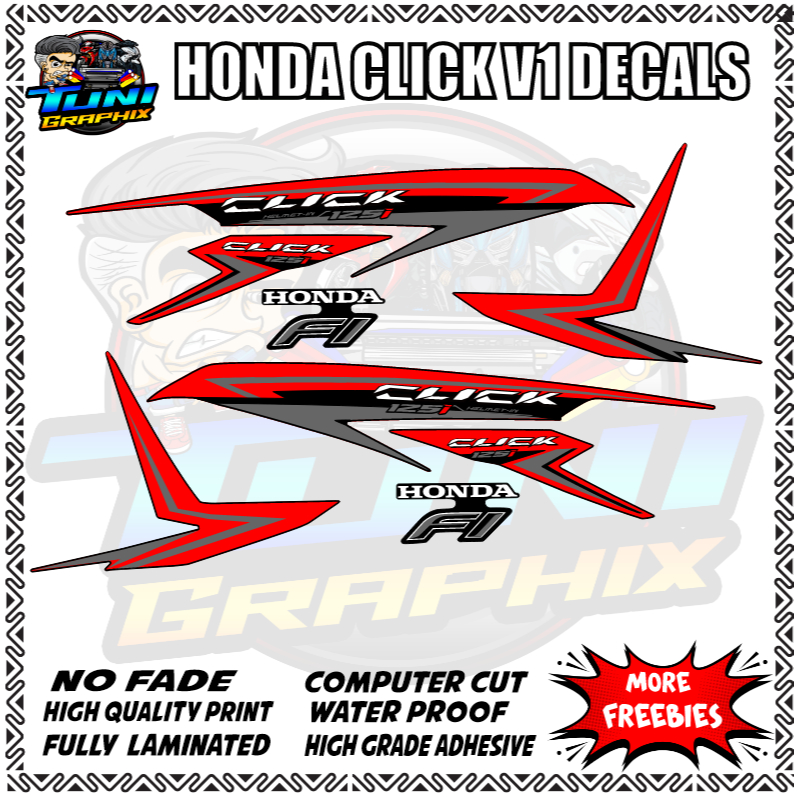 Honda Click 125i V1 Stock Decals (HIGH QUALITY PRINT,LAMINATED ...