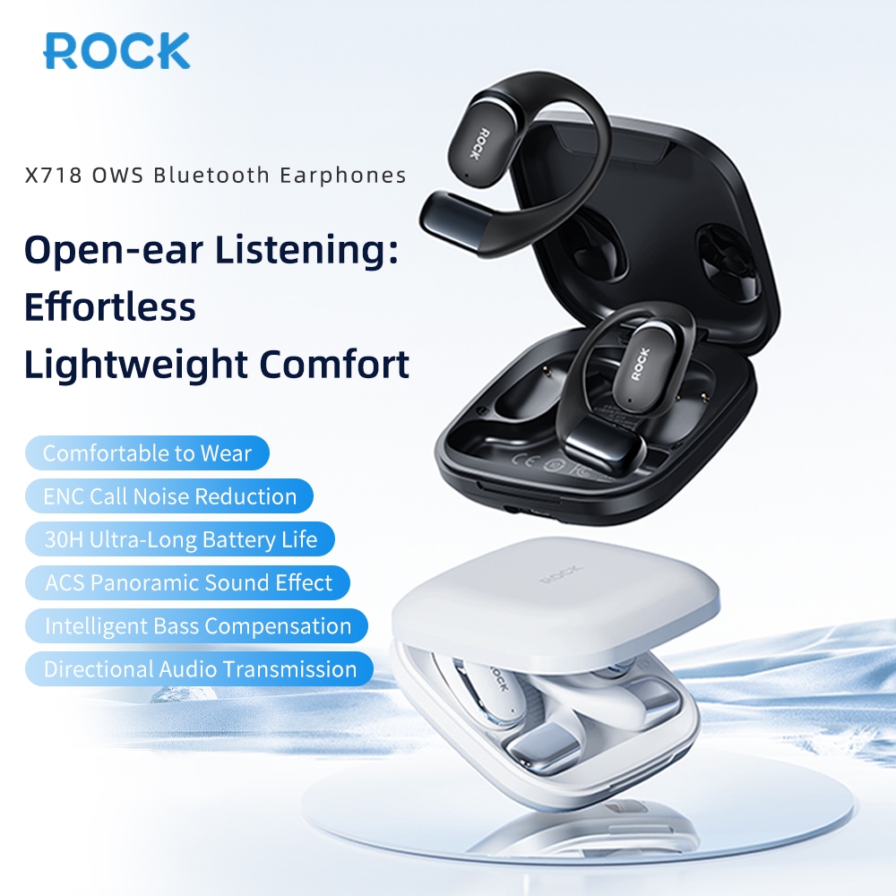 Rock Space X718 OWS Bluetooth 5.4 Earphones Wireless Open Ear Earbuds ...