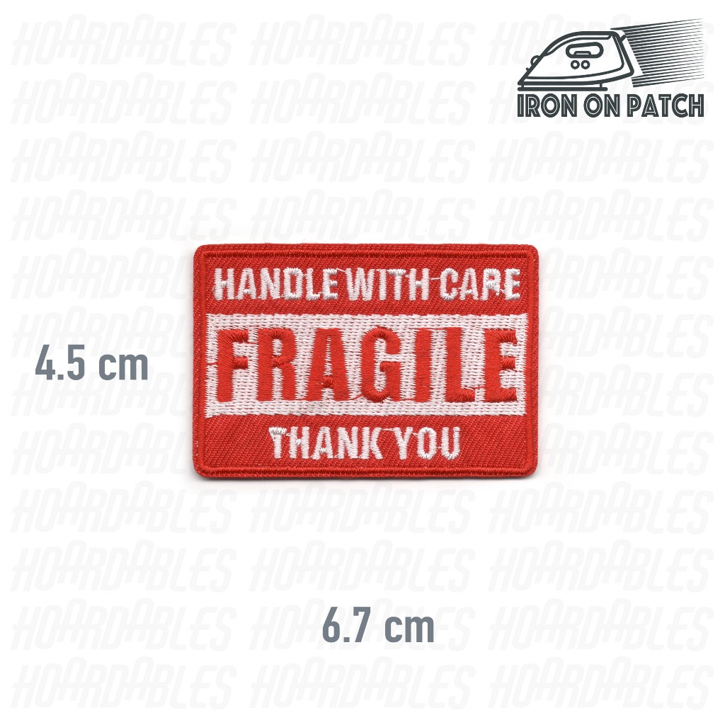 Fragile Handle with Care Thank You Red Iron on DIY Decor Embroidered ...