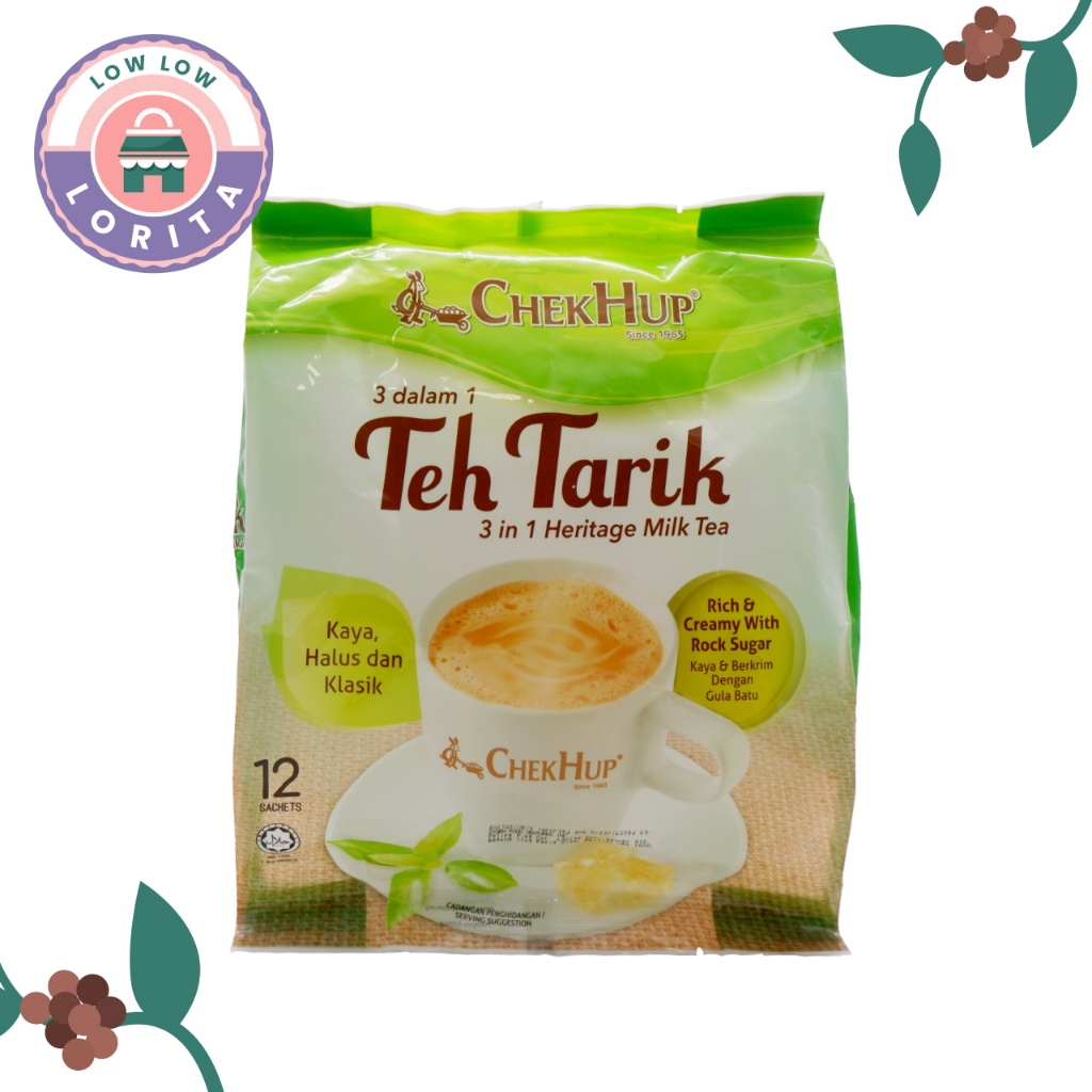 Chek Hup 3 in 1 Teh Tarik (Malaysian Tea) - Rich & Creamy (Pouch 40g x ...