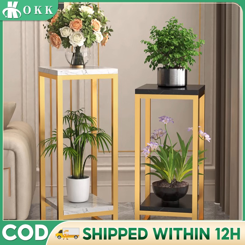 Nordic Style Plant Stand Decorative Flower Pot Rack Marble grain ...