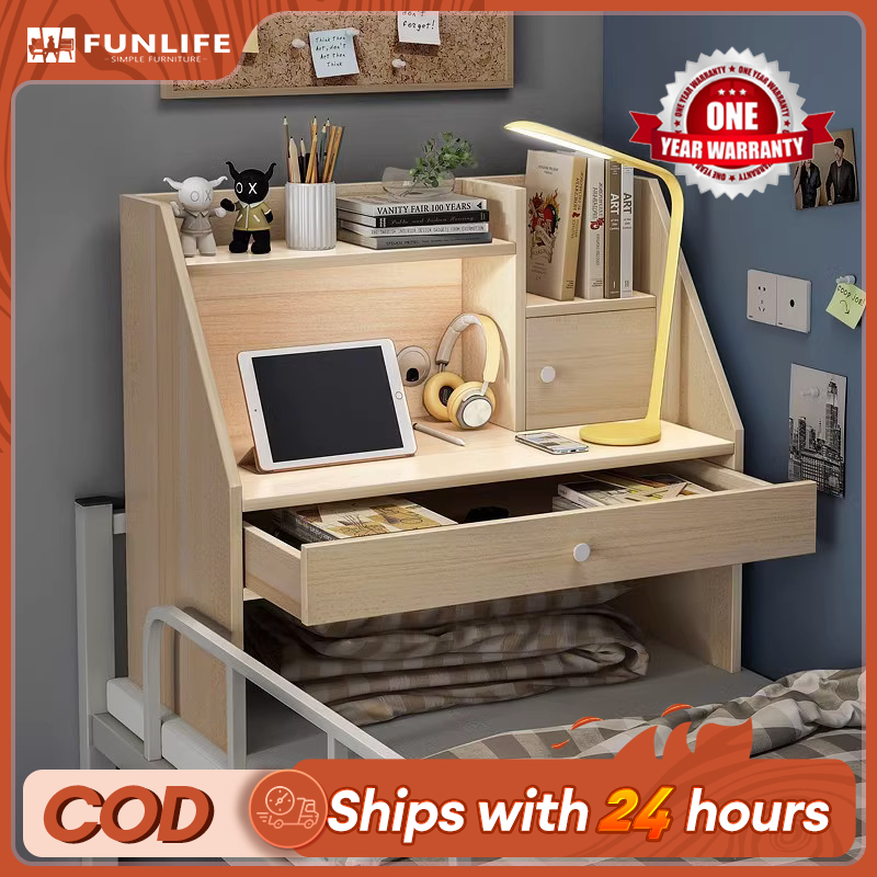 Bed Table Computer Desk With Drawer For College Dormitory Learning Storage Dual-use Table Study ...
