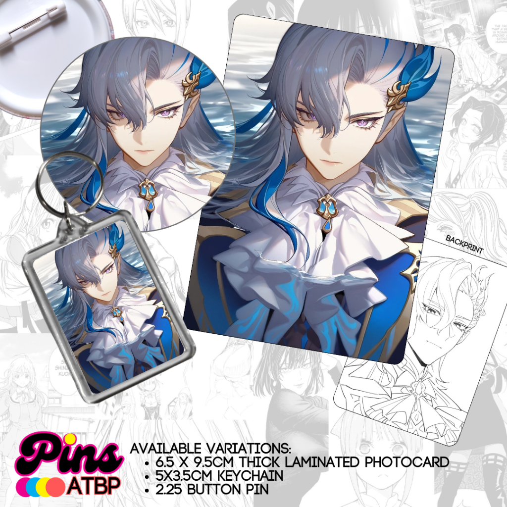 Neuvillette Genshin Impact Anime Collectible Photocard Button Pin ...