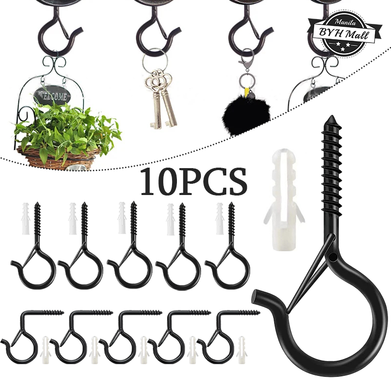 10pcs Metal Eye Hooks with Screw Threads Spring-Loaded Q-Type Hooks for ...