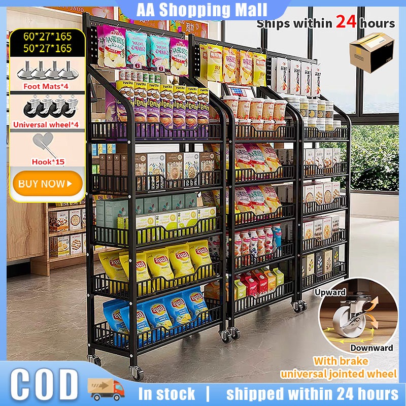 5-Layer Supermarket Shelves Display Grocery Rack Kitchen Storage Rack ...