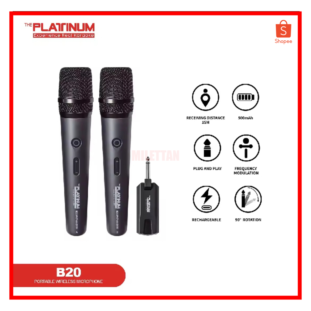 Platinum B20 Portable Wireless Microphone [Original][Pair][Wireless Mic ...