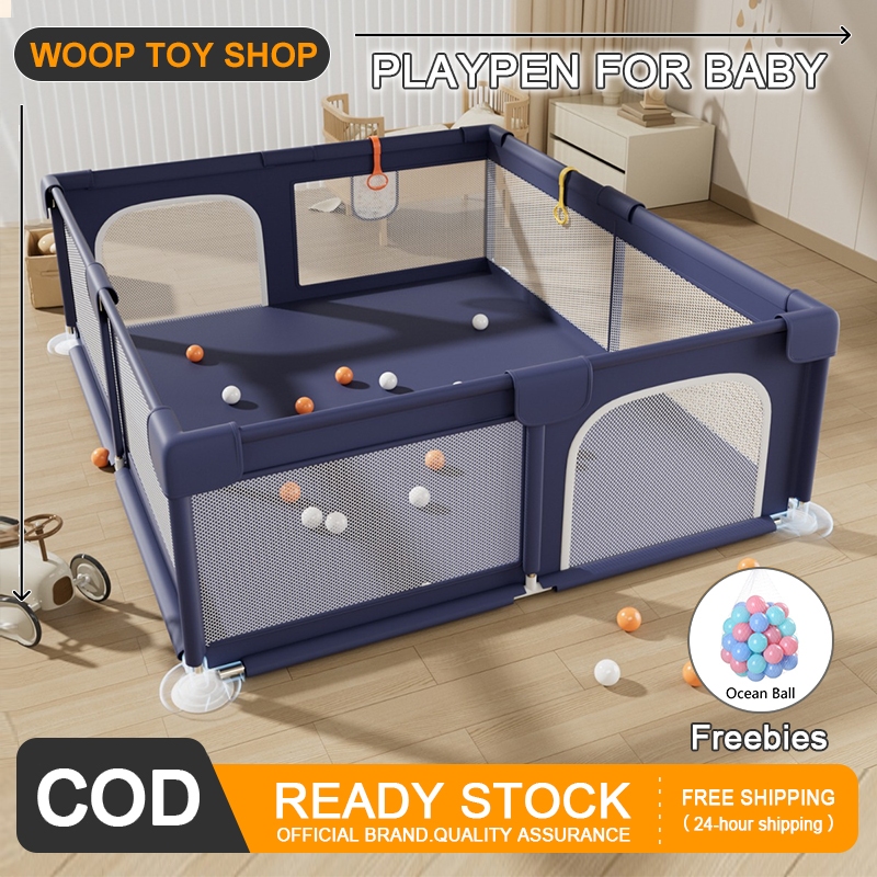 Woop Playpen for Baby Stainless Steel Frame Breathable Mesh Bed Fence ...