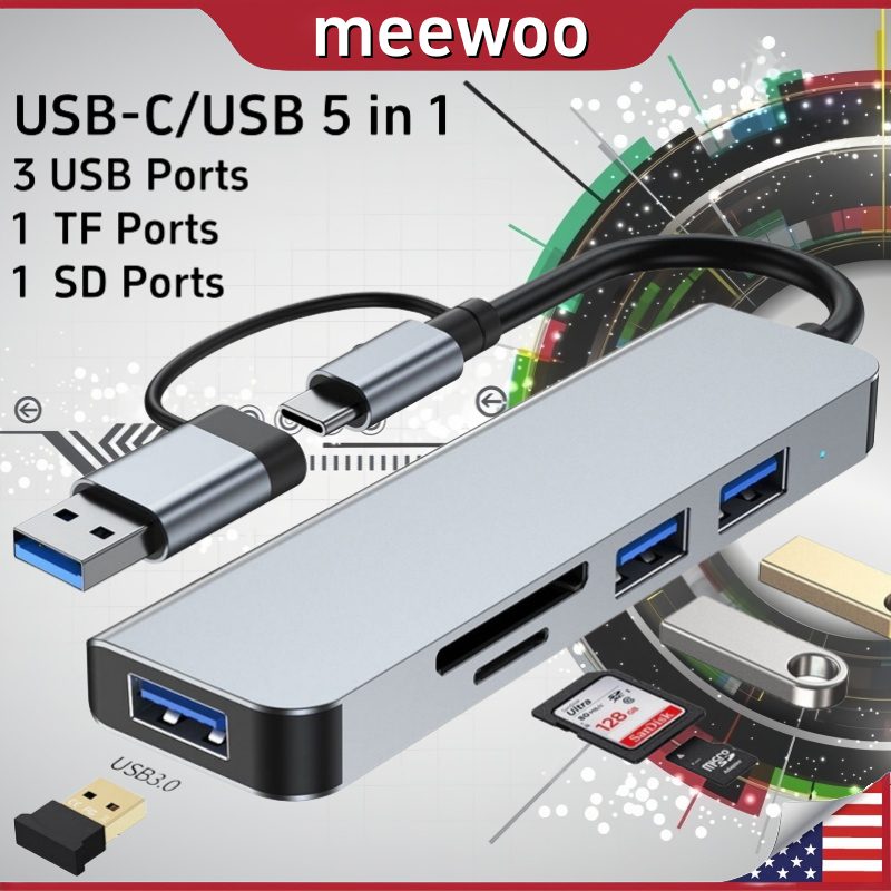 Meewoo Hub USB C USB 3.0 SD Card Reader VIENON 5 in 1 Aluminum USB A&C ...