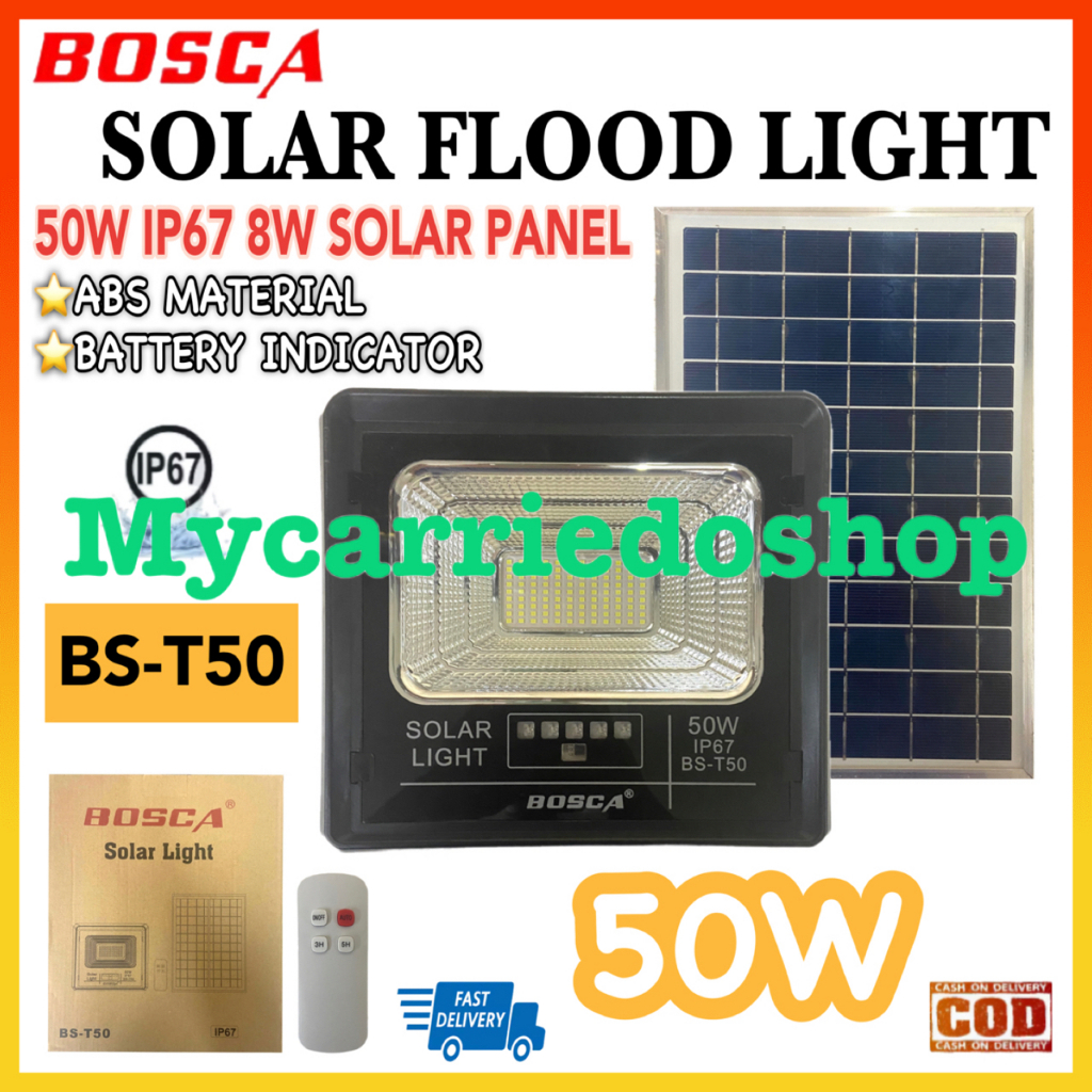 BOSCA BS-T50 50W Solar Flood Light Led Outdoor Street Lamp Solar Panel ...