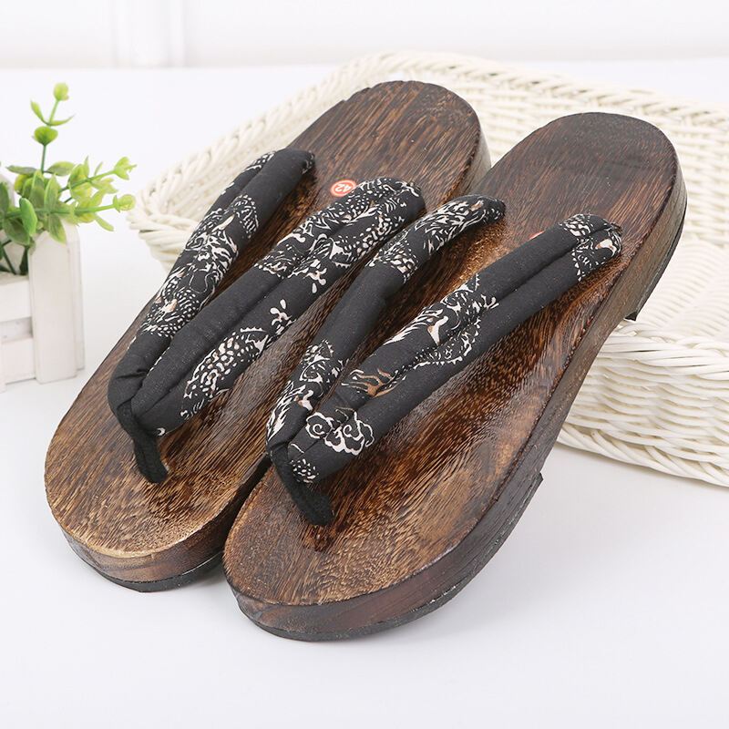 Japanese Clog Clogs Men's Slippers Paulownia Shoes Kimono Cos Wide ...