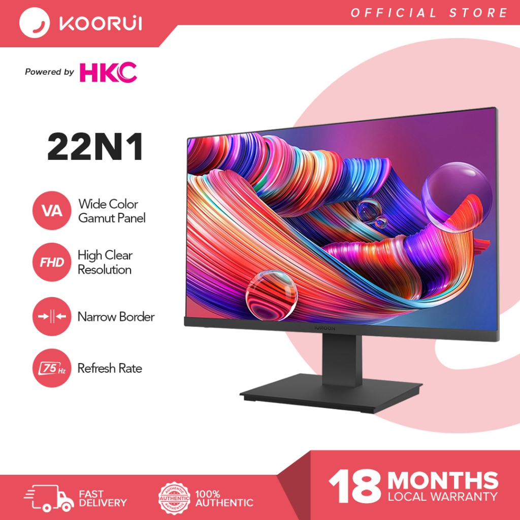 Koorui 22N1 Powered by Hkc VA 75 Hz 1920 x 1080 21.5 Inch / E2212F VA Panel FHD 100Hz 6ms ...