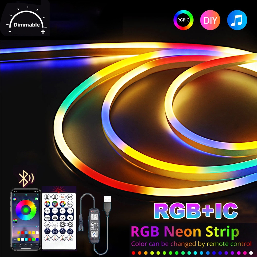 LED Neon Strip RGB Waterproof Ceiling Light Flexible Ribbon Tape Light ...