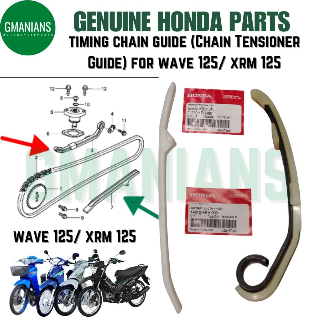 Original Timing Chain Guide SET Wave 125/ Xrm 125 (Chain tensioner ...
