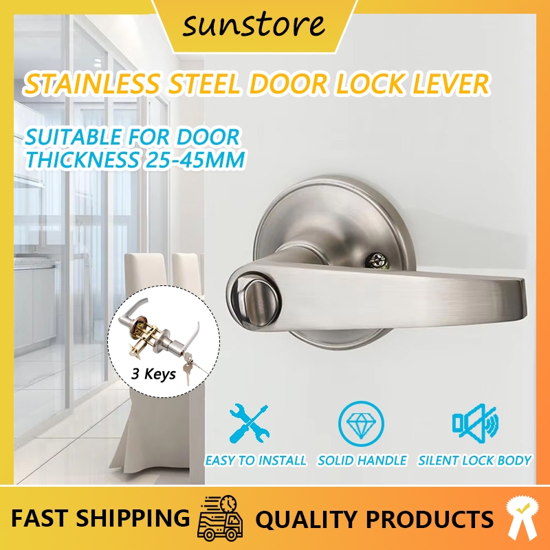 Door Lock Silent Lever Door Lock Set Alloy Main Door Handle Lock Set (3 ...