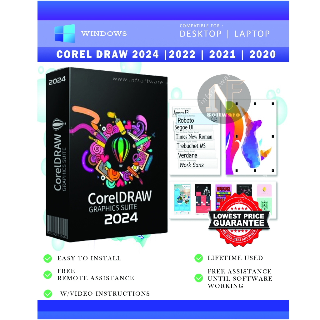 Corel Draw 2024 | 2022 Lifetime used for Windows with Video Guide and ...